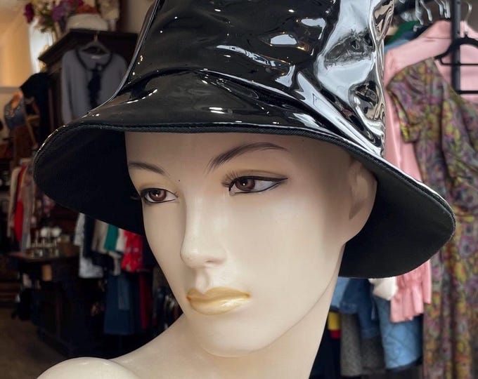 1960’s Jane Morgan Mod High Gloss Black Rain Hat - Etsy