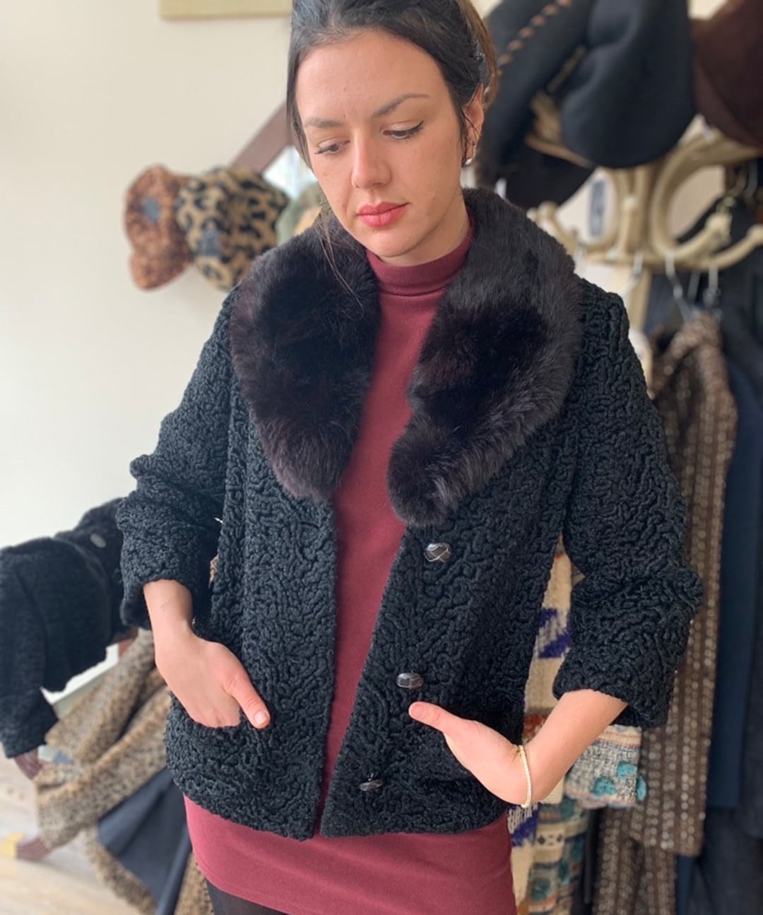 Vintage 1950s / 1960s Karakul Coat With Mink Fur Collar - Etsy