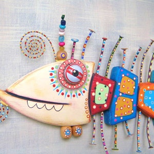 Whimsical Wall Art, MADE to ORDER, 'bone Fish', Handcrafted Found ...