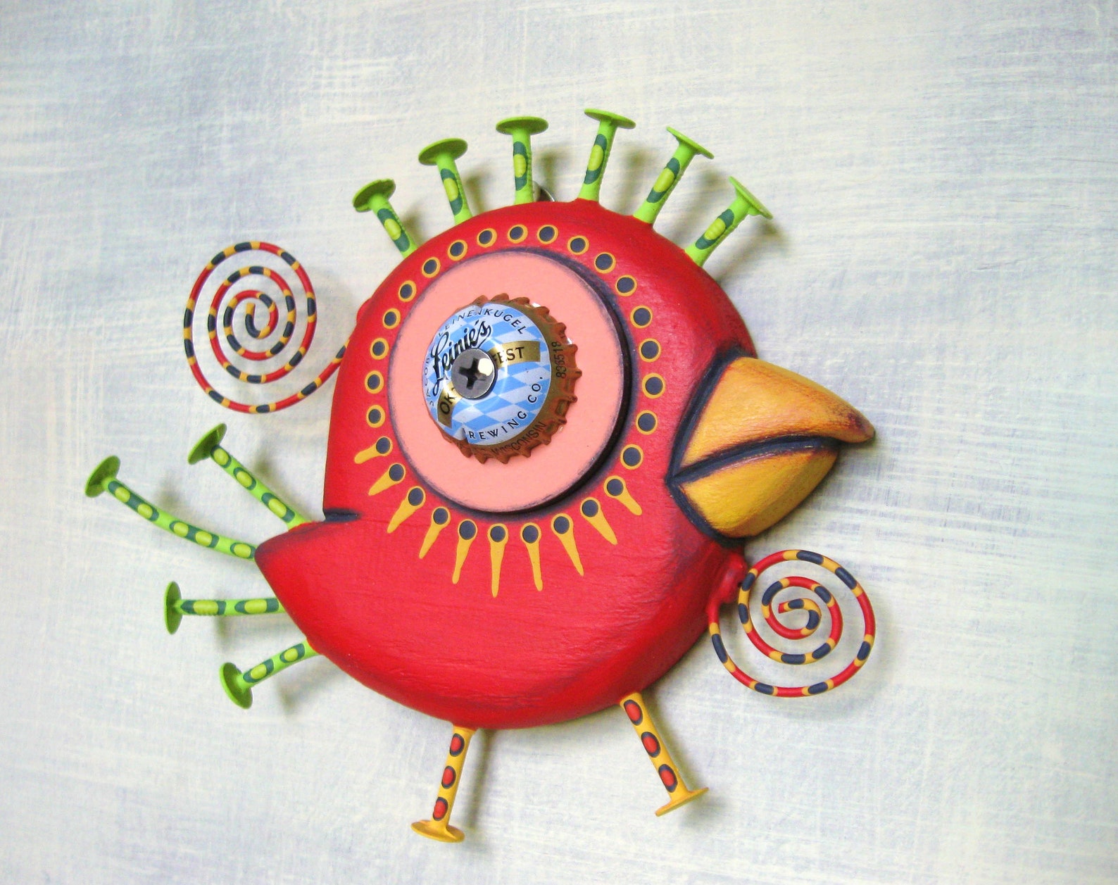 Bird Wall Art, MADE to ORDER, Strawberry Canary, Found Object Bird ...