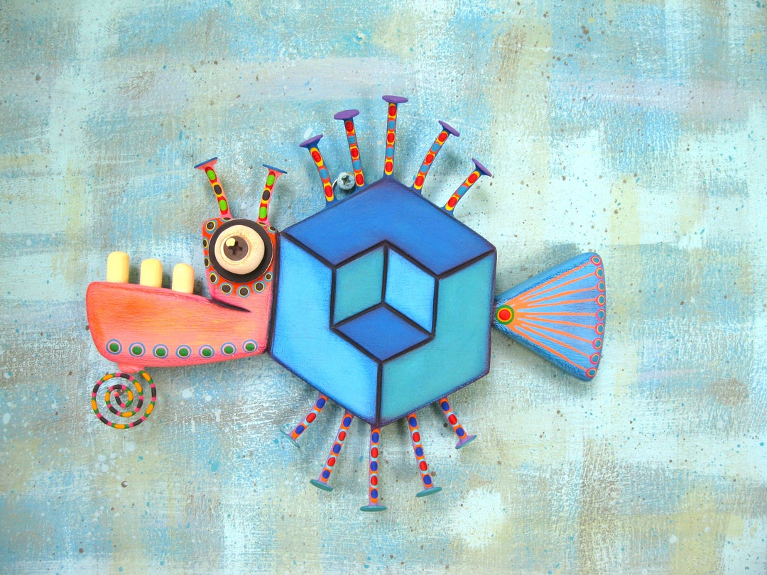 Cubed Cod, Fish Wall Art, Fish Carving, Found Object Fish Sculpture ...