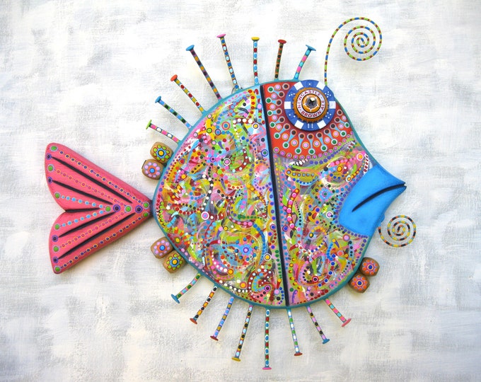 Scribble Fish, Fish Wall Art, Fish Carving, Found Object Fish Sculpture ...
