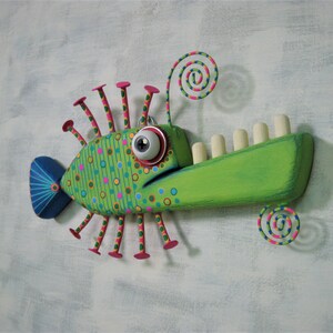 Green Anchovy, MADE to ORDER, Fish Wall Art, Found Object Fish ...