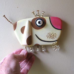 Toby, Puppy Wall Art, Puppy Carving, Whimsical Dog Wall Art, Found ...