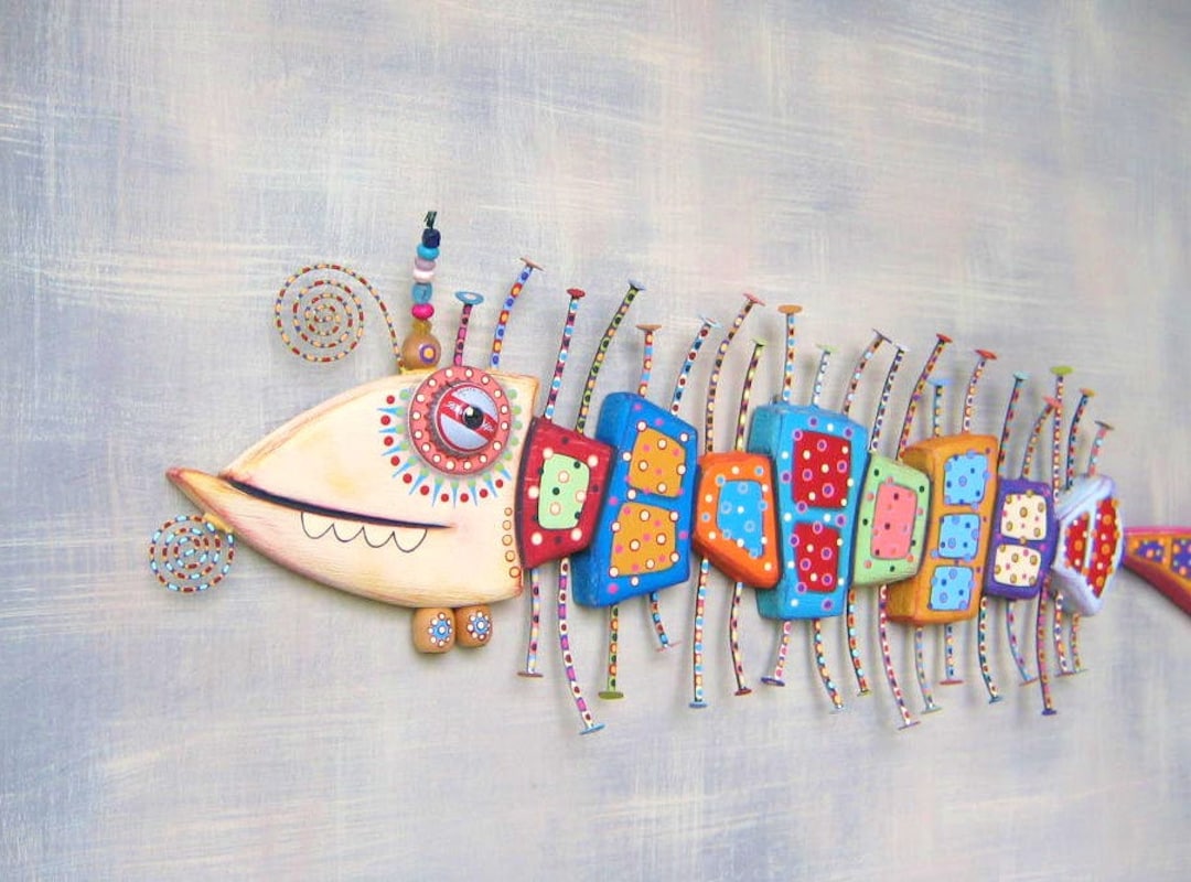 Whimsical Wall Art, MADE to ORDER, 'bone Fish', Handcrafted Found ...