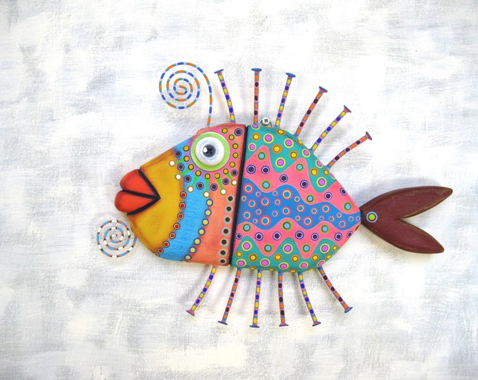 Parrotfish, Fish Wall Art, Whimsical Fish Art, Found Object Fish ...