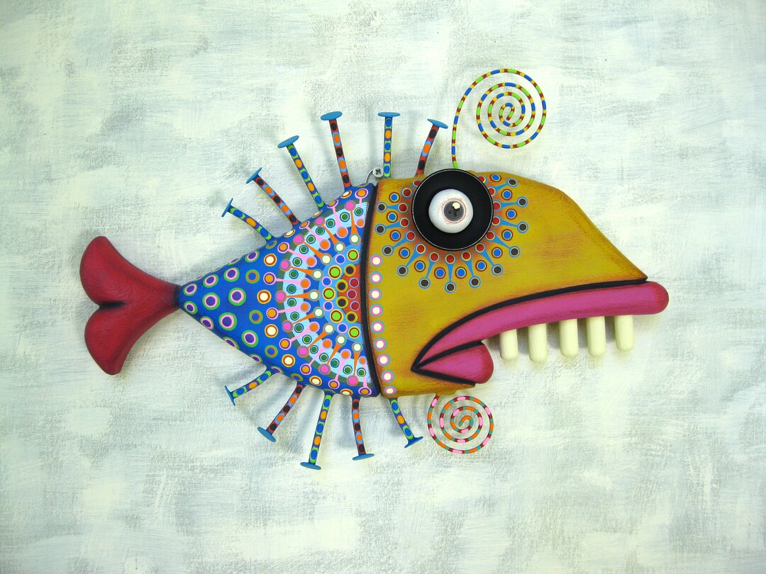 Groovy Tuna, Fish Wall Art, Fish Carving, Found Object Fish Sculpture ...