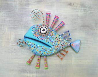 Apricot Guppy, MADE to ORDER, Fish Wall Art, Fish Carving, Found Object ...