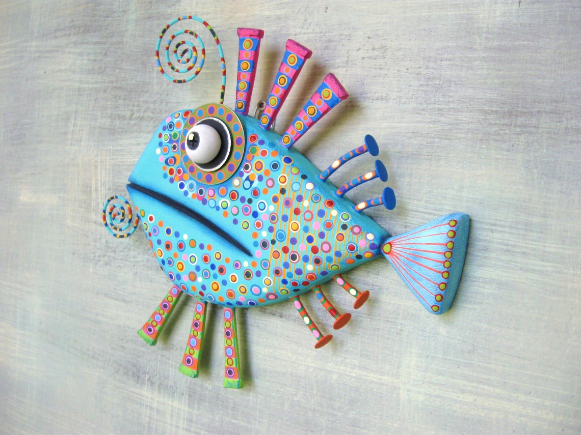 Whimsical Fish Art, MADE to ORDER, Classy Bass, Fish Wall Art, Fish ...