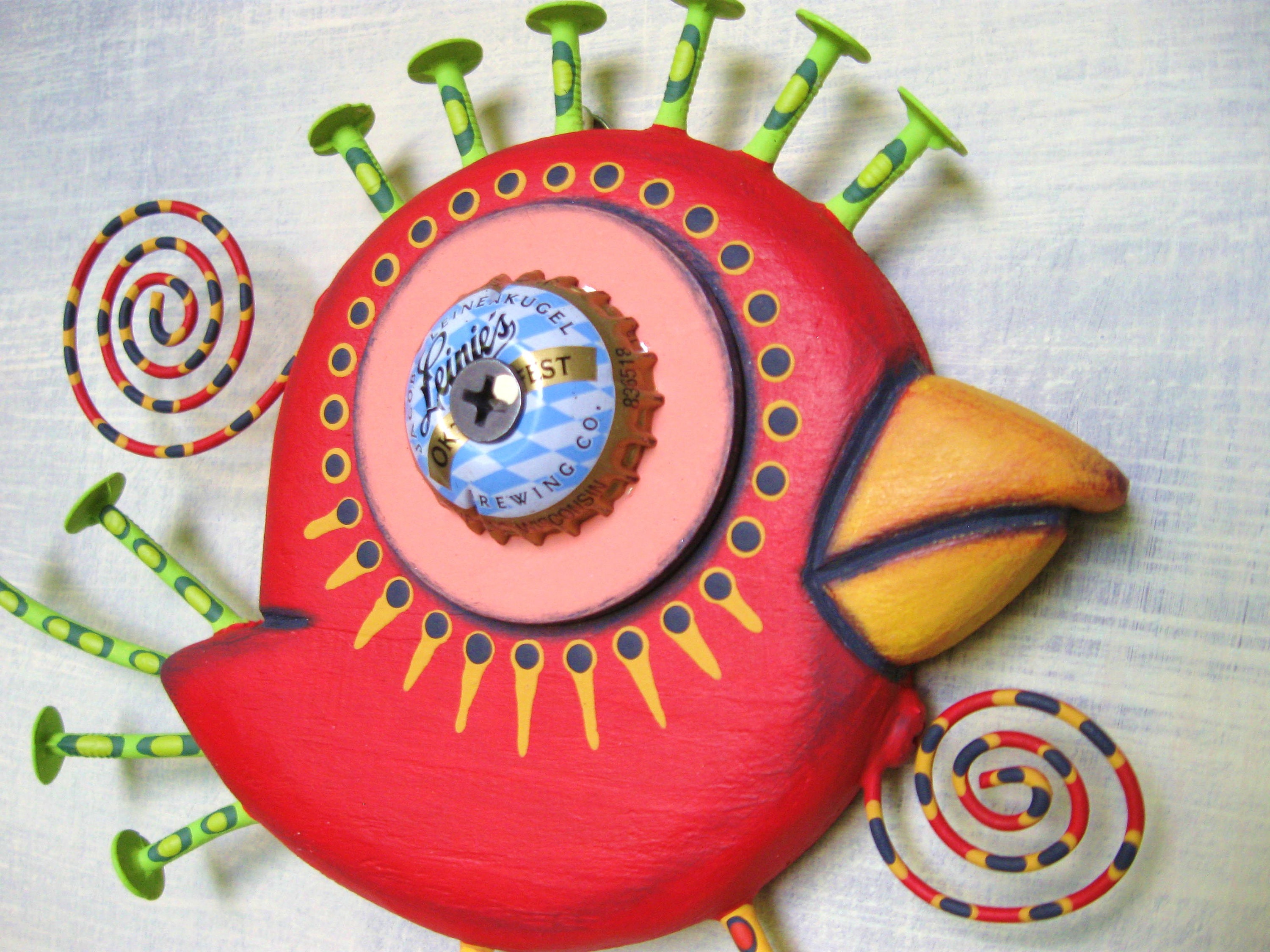 Bird Wall Art, MADE to ORDER, Strawberry Canary, Found Object Bird ...