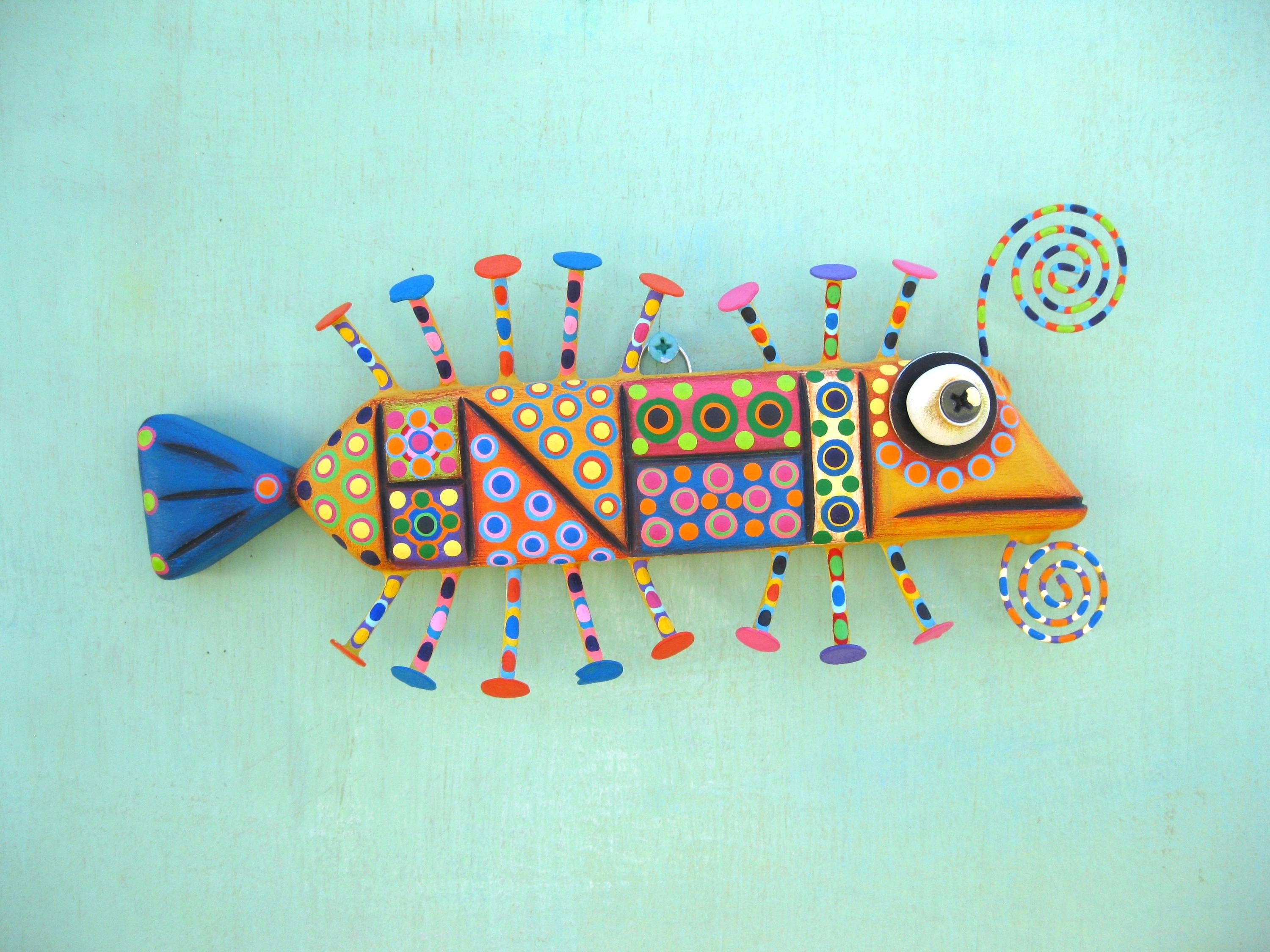 Handmade Fish Wall Art, 'artsy Sardine', Found Object Sculpture, Wood ...
