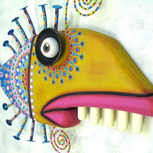 Groovy Tuna, Fish Wall Art, Fish Carving, Found Object Fish Sculpture ...