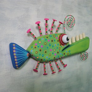 Green Anchovy, MADE to ORDER, Fish Wall Art, Found Object Fish ...