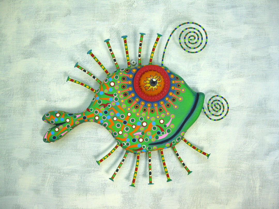 Green Bluegill, Fish Wall Art, Fish Carving, Found Object Fish ...