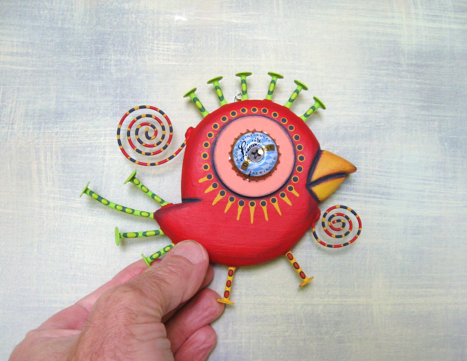 Bird Wall Art, MADE to ORDER, Strawberry Canary, Found Object Bird ...