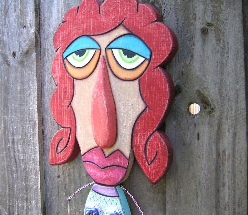 Ginger, Found Object Wall Sculpture, Wood Carving, Whimsical Wall Art ...