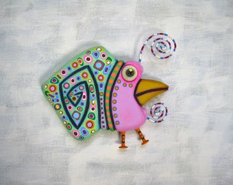 Zen Wren, Bird Wall Art, Bird Carving, Whimsical Bird Art, Found Object ...