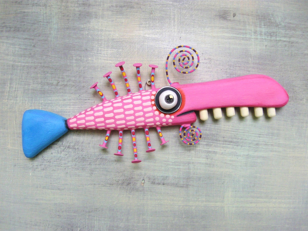 Pink Sardine, MADE to ORDER, Fish Wall Art, Fish Carving, Found Object ...