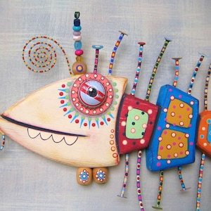Whimsical Wall Art, MADE to ORDER, 'bone Fish', Handcrafted Found ...