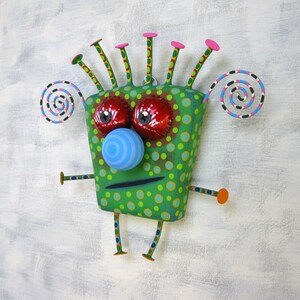 Little Green Hug, Whimsical Wall Art, Found Object Wall Sculpture ...