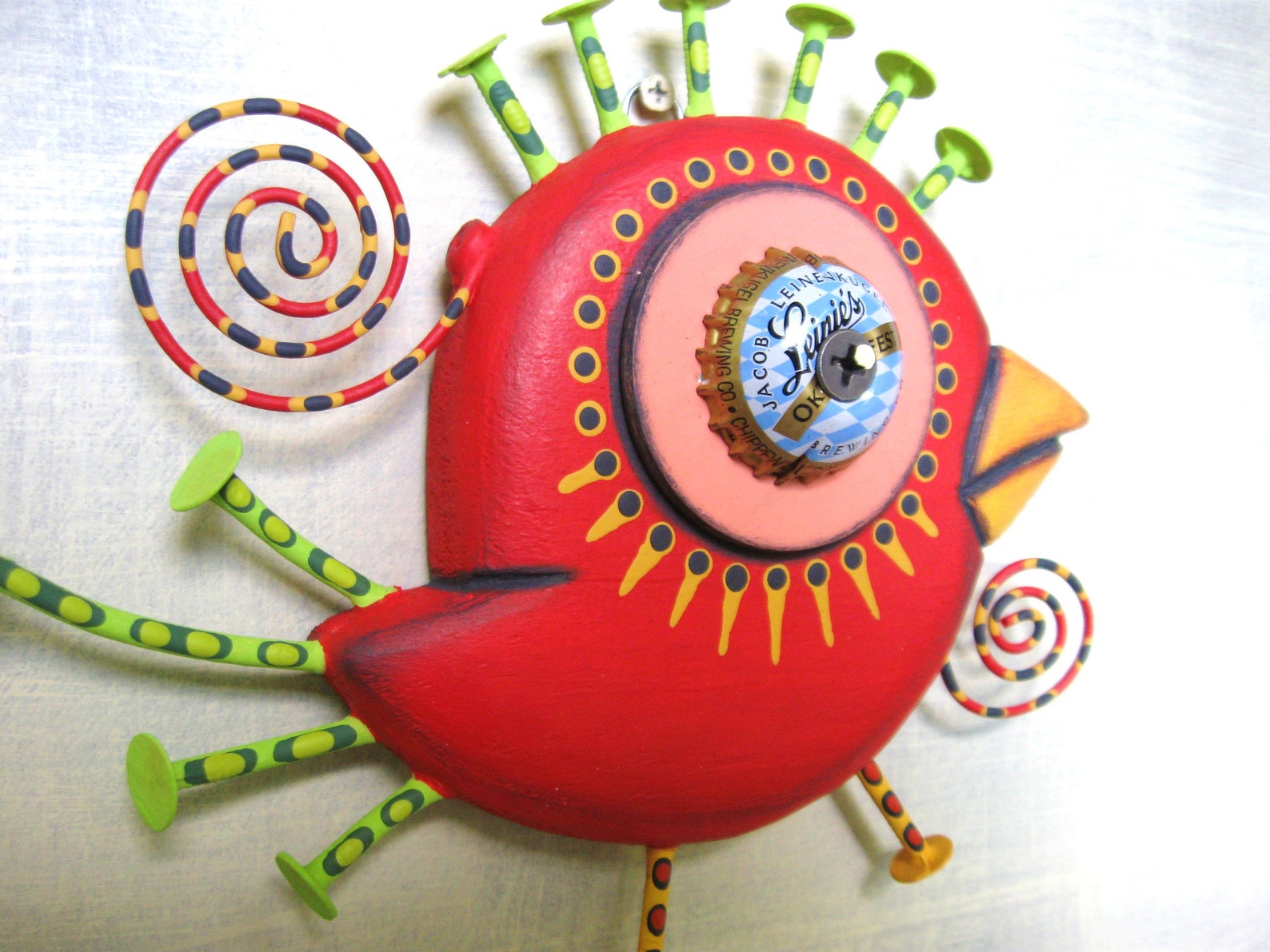 Bird Wall Art, MADE to ORDER, Strawberry Canary, Found Object Bird ...