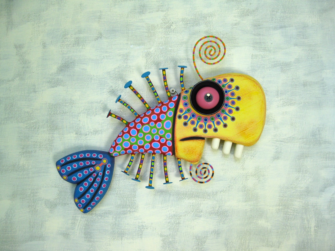 Luna Tuna, Fish Wall Art, Found Object Fish Sculpture, Fish Carving ...