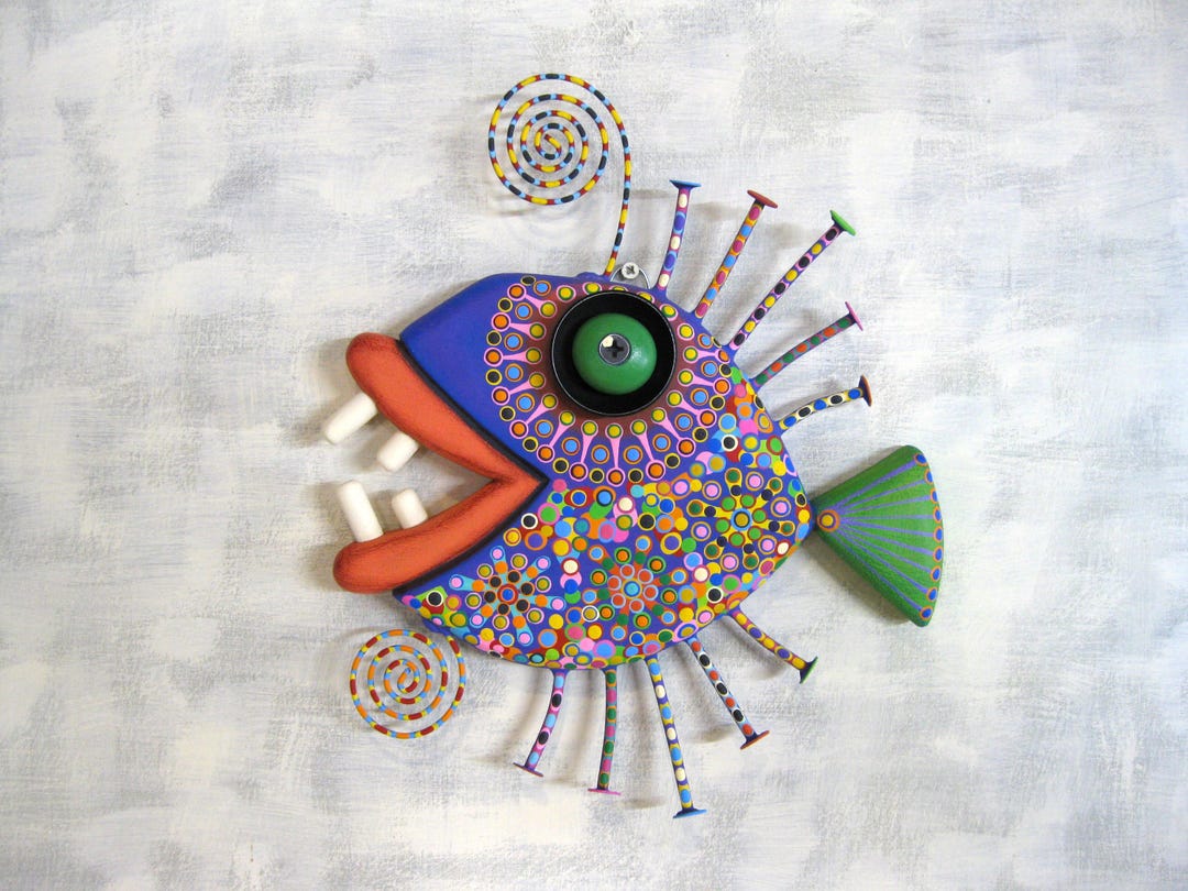 Fiesta Piranha, Fish Wall Art, Fish Carving, Found Object Fish ...