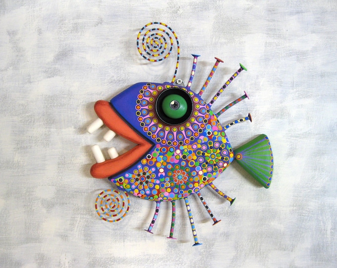 Fiesta Piranha, Fish Wall Art, Fish Carving, Found Object Fish ...