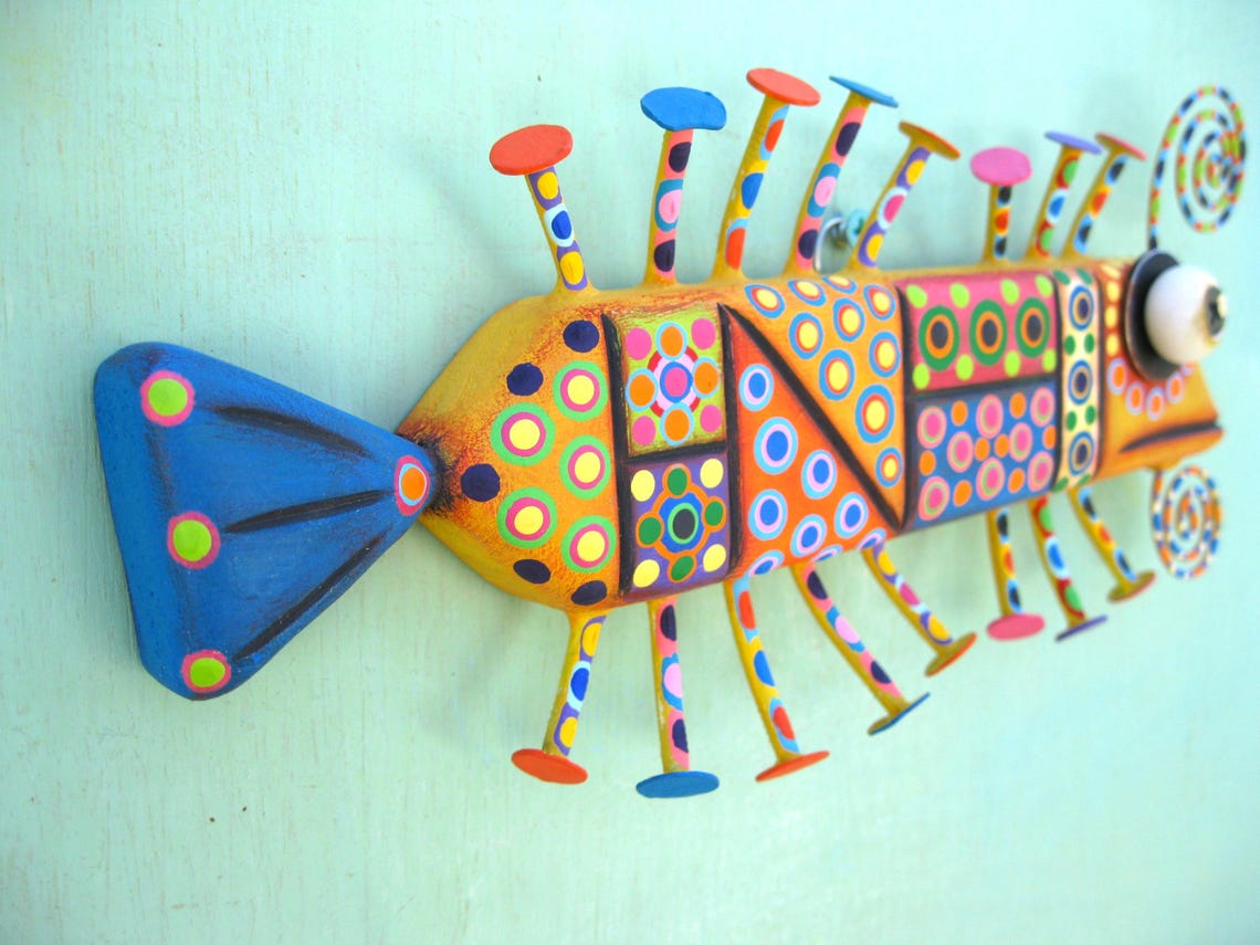 Handmade Fish Wall Art, 'artsy Sardine', Found Object Sculpture, Wood ...