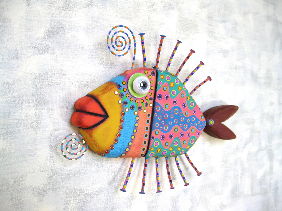Parrotfish, Fish Wall Art, Whimsical Fish Art, Found Object Fish ...