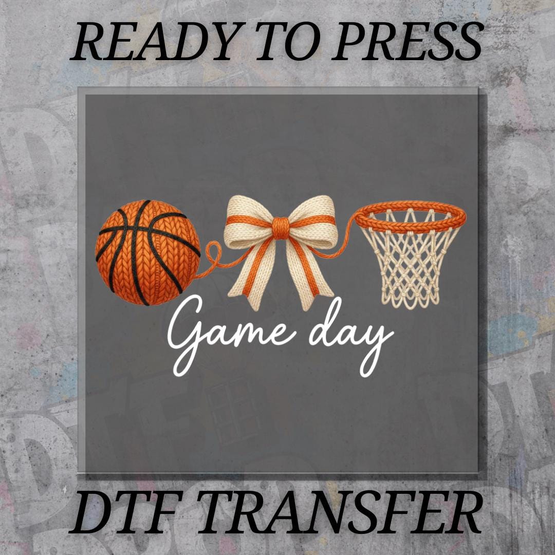 Crochet Basketball DTF Transfer, Ready to Press Yarn Ball Sports Design ...