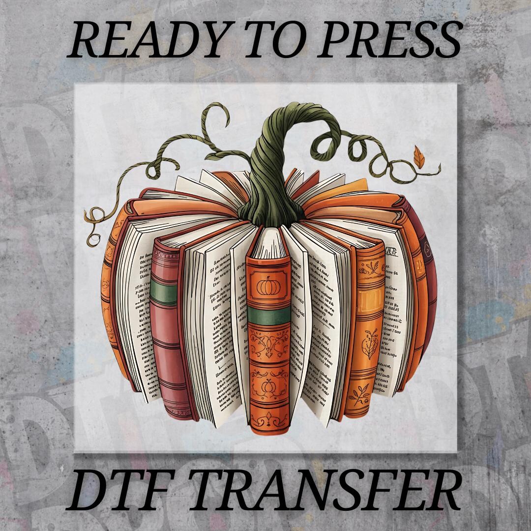 Fall Pumpkin Book DTF Transfer – Retro Reading Halloween Ready to Press ...