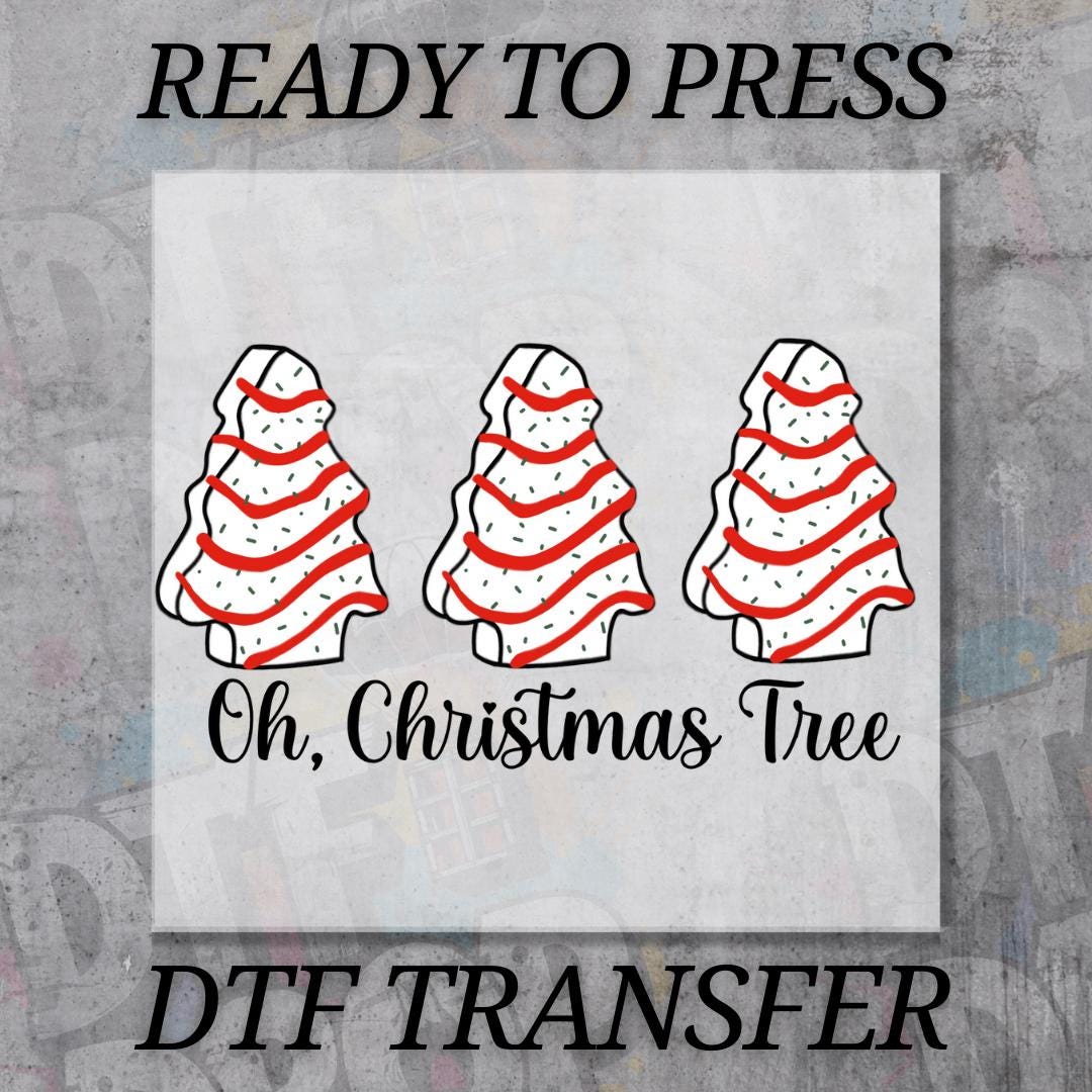 Oh Christmas Tree DTF Transfer, Ready to Press Retro Snack Cake Design ...