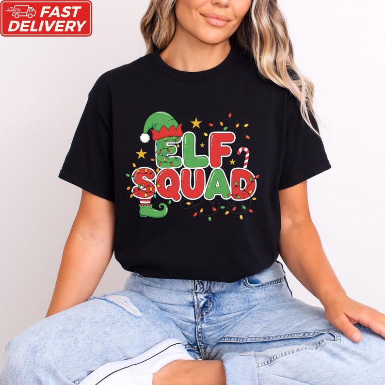Elf Squad DTF Transfer, Ready to Press Funny Christmas Family Matching ...