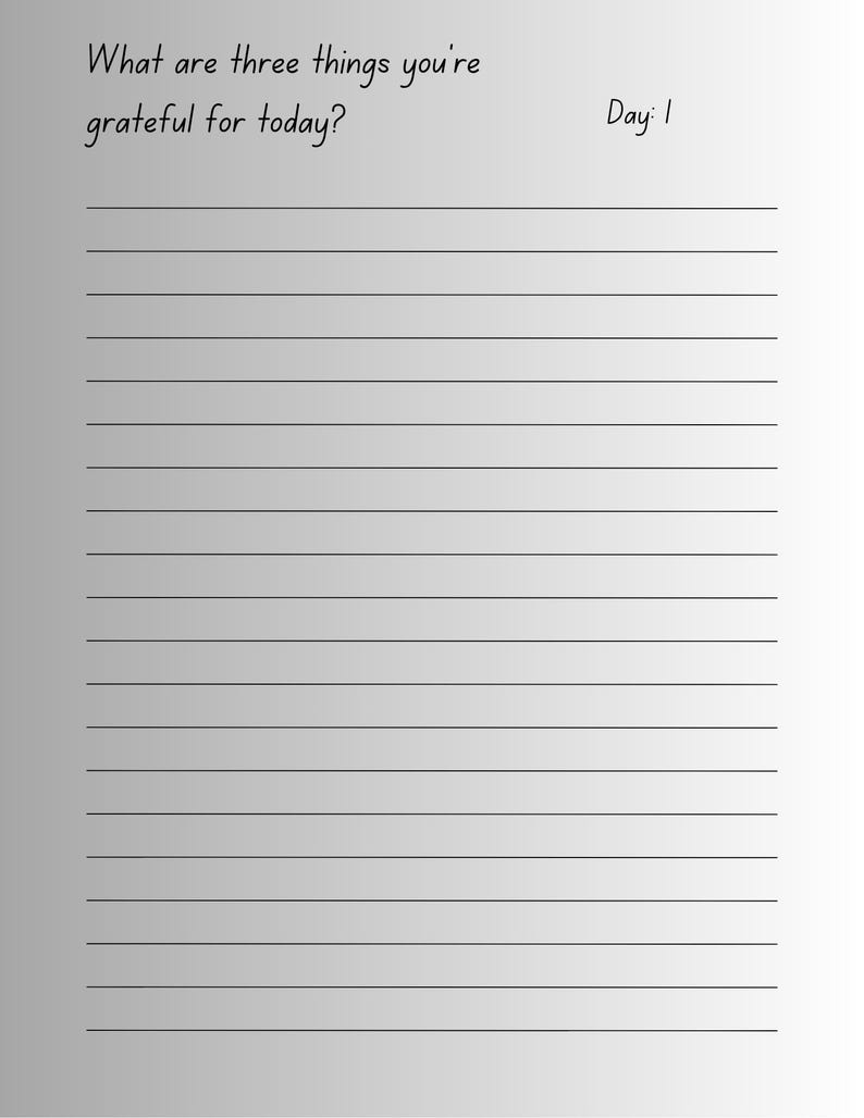 30-day Gratitude Journal Printable PDF | Daily Mindfulness and Self ...