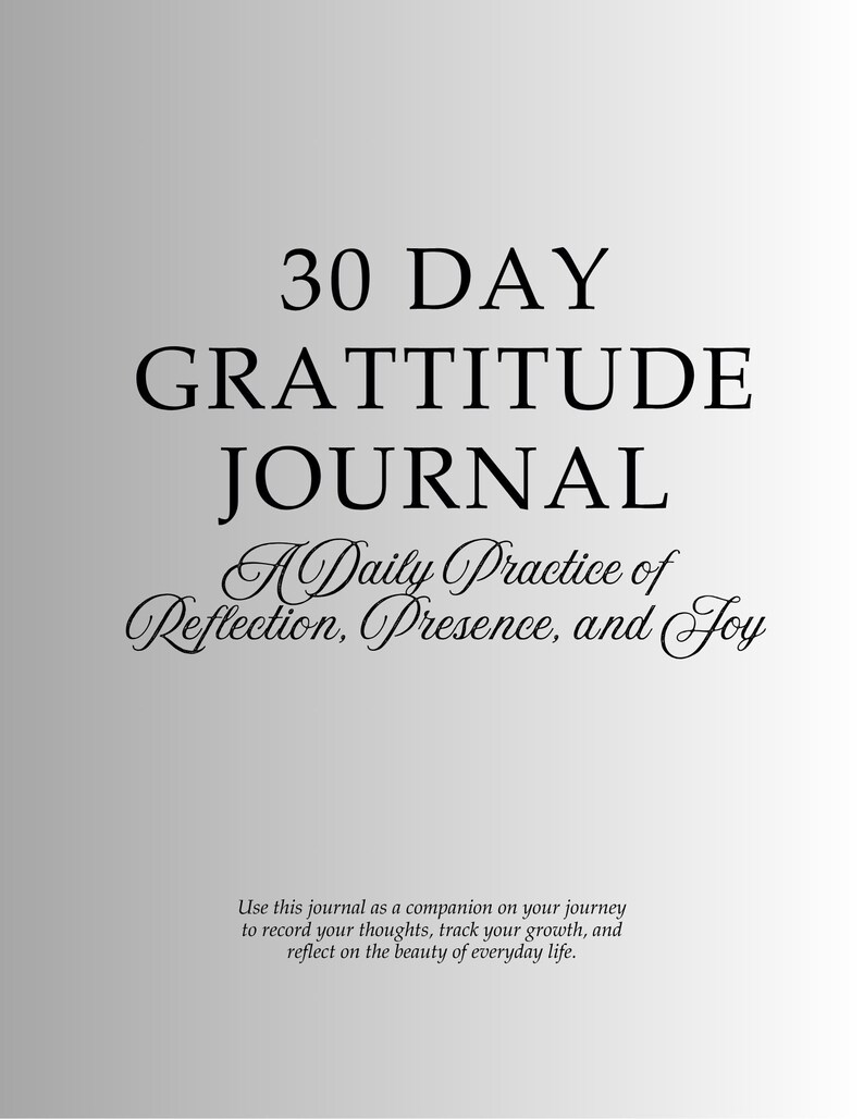 30-day Gratitude Journal Printable PDF | Daily Mindfulness and Self ...