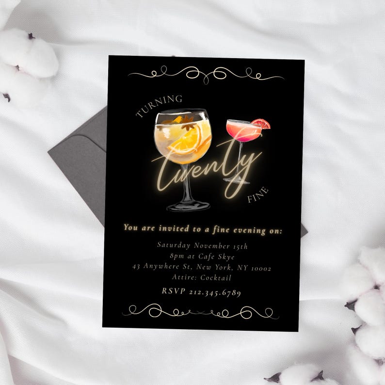 Twenty-fine Birthday Invitation | Canva Template - Etsy
