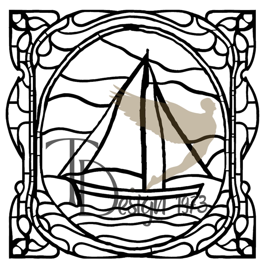 Sailing Boat Stained Glass Pattern: Nautical DIY Sea Art (PDF Download ...