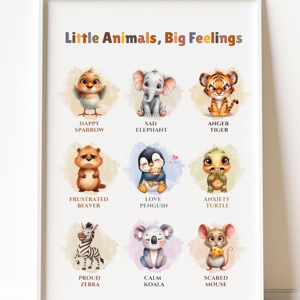 Feelings Chart Animals - Etsy