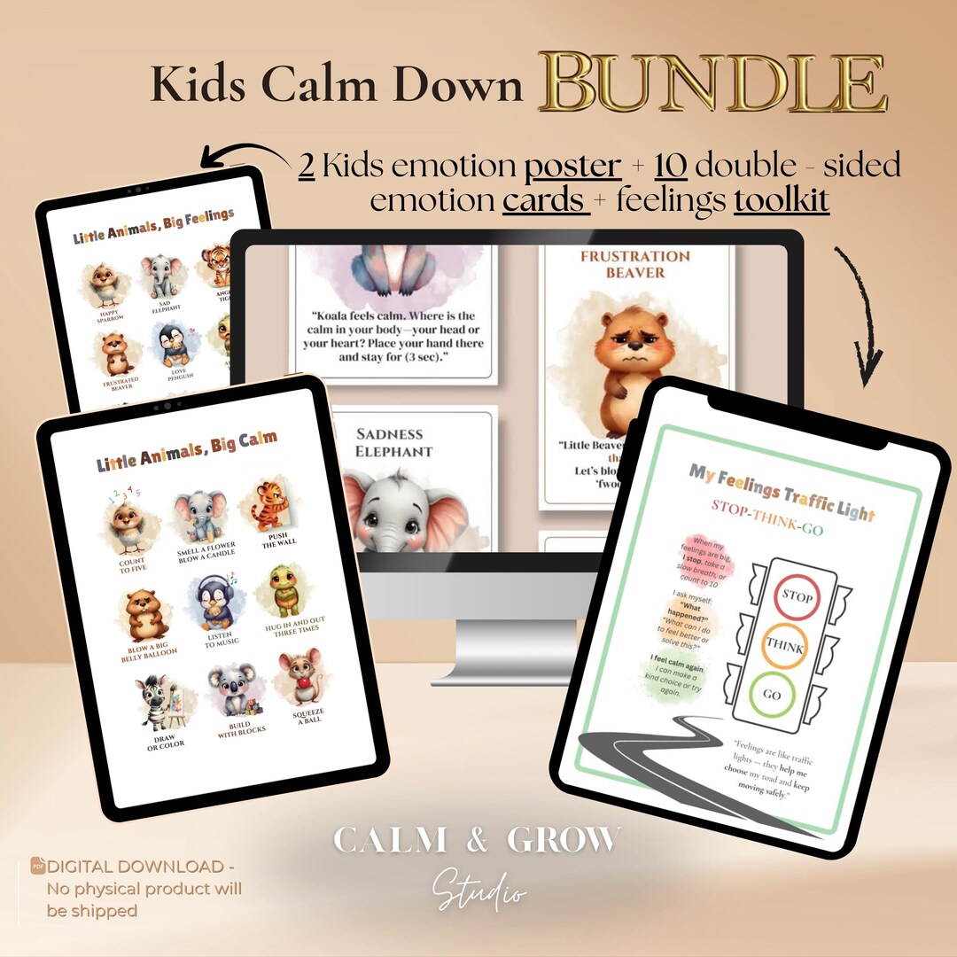 Kids Emotion Regulation Bundle, Feelings Toolkit, Animal Posters ...
