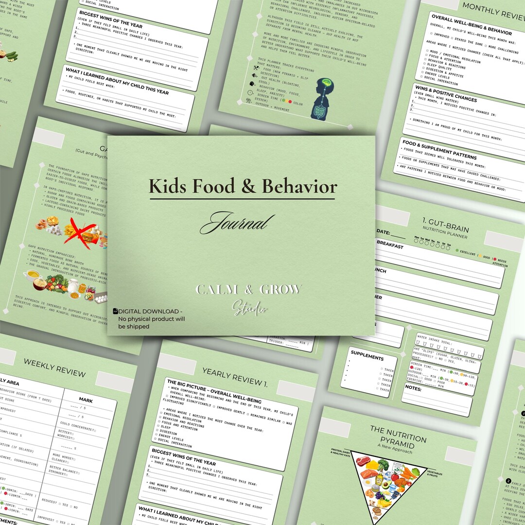 Kids Behavior Journal Printable, Child Mood & Food Tracker, Emotional ...