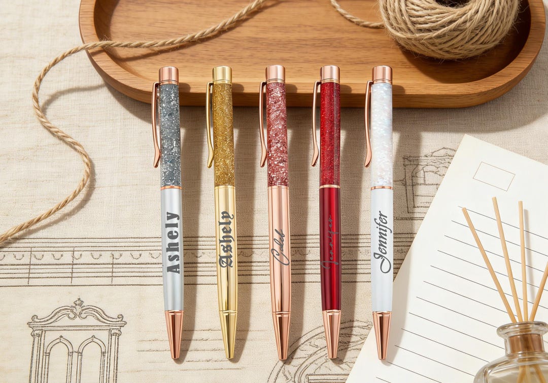 Personalized Engraved Glitter Ballpoint Pen, Customized Quicksand ...