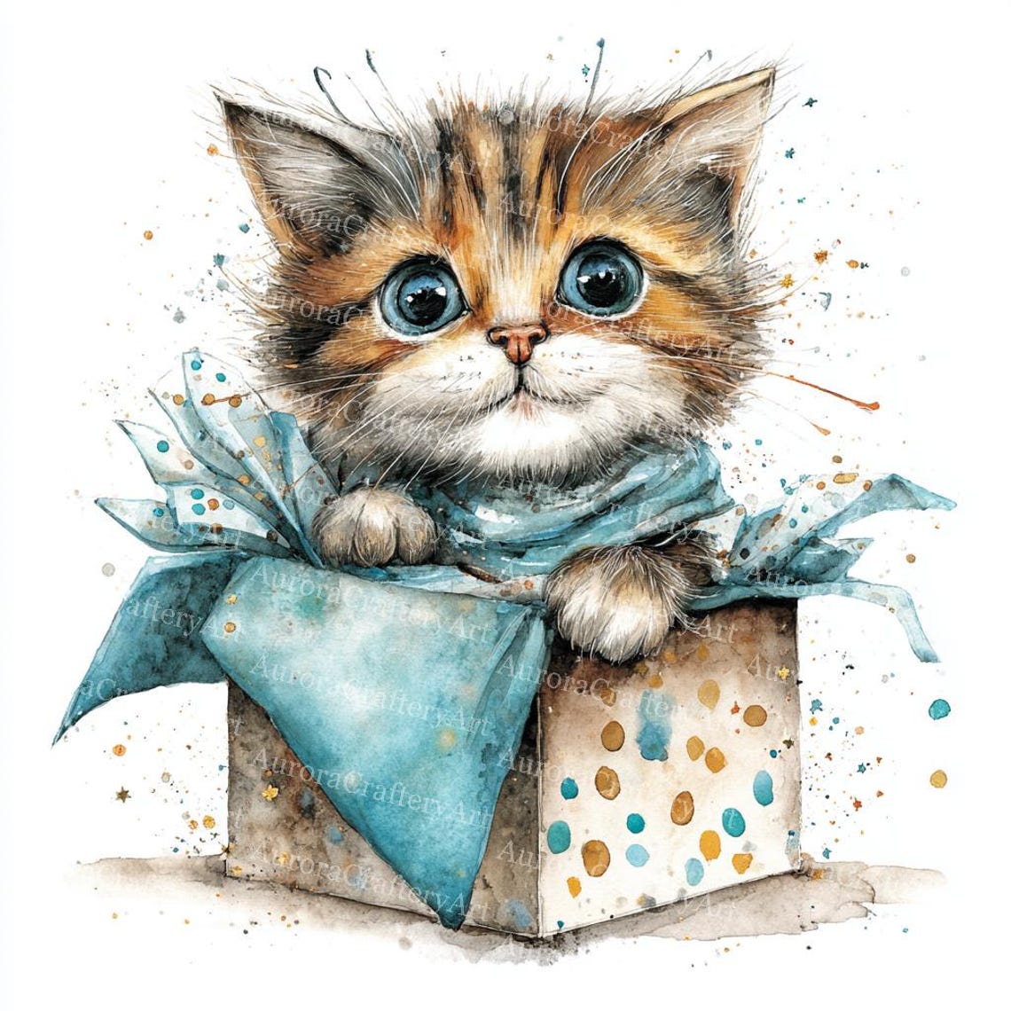 14 Watercolor Christmas Cats Clipart, Whimsical Holiday Designs for ...