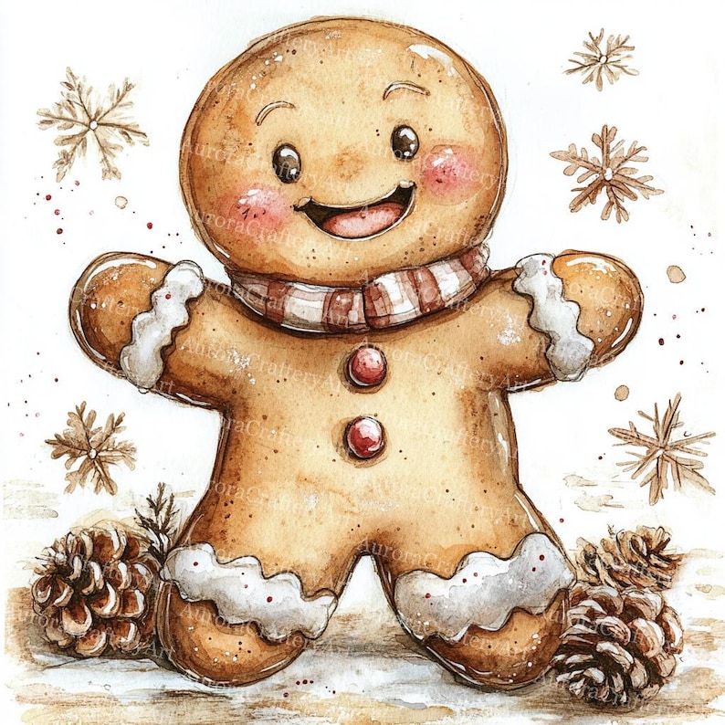 16 Happy Gingerbread Man Clipart, Christmas Gingerber, Christmas Card ...