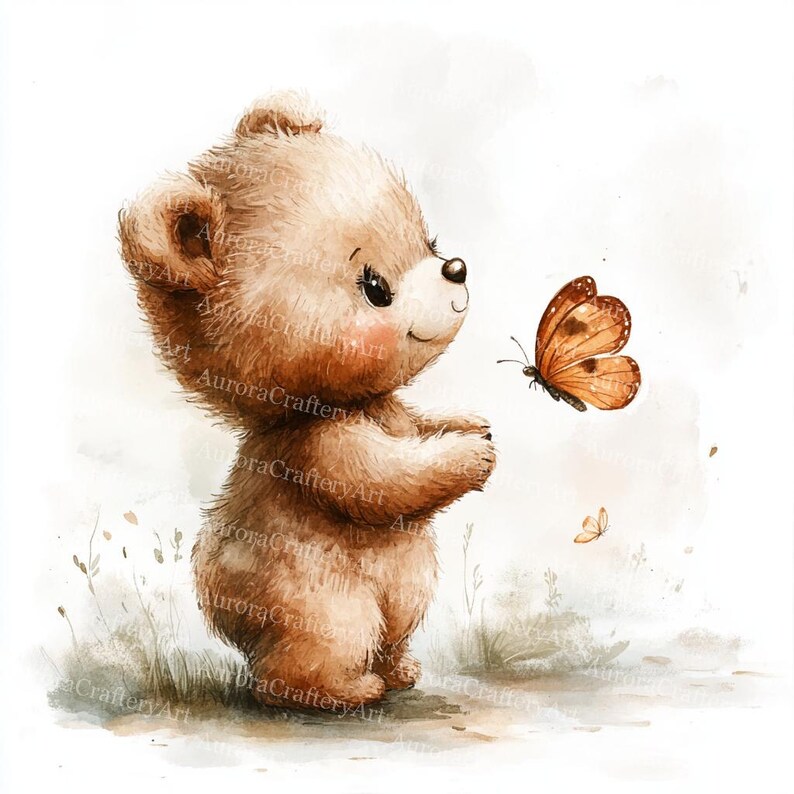 16 Nursery Teddy Bear Clipart, Teddy, Baby Shower, Printable Watercolor ...