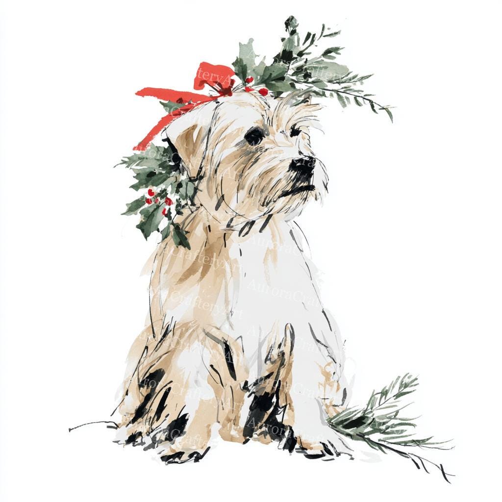44 Christmas Dog Clipart, Watercolor Illustration, Holiday Art, Pet ...