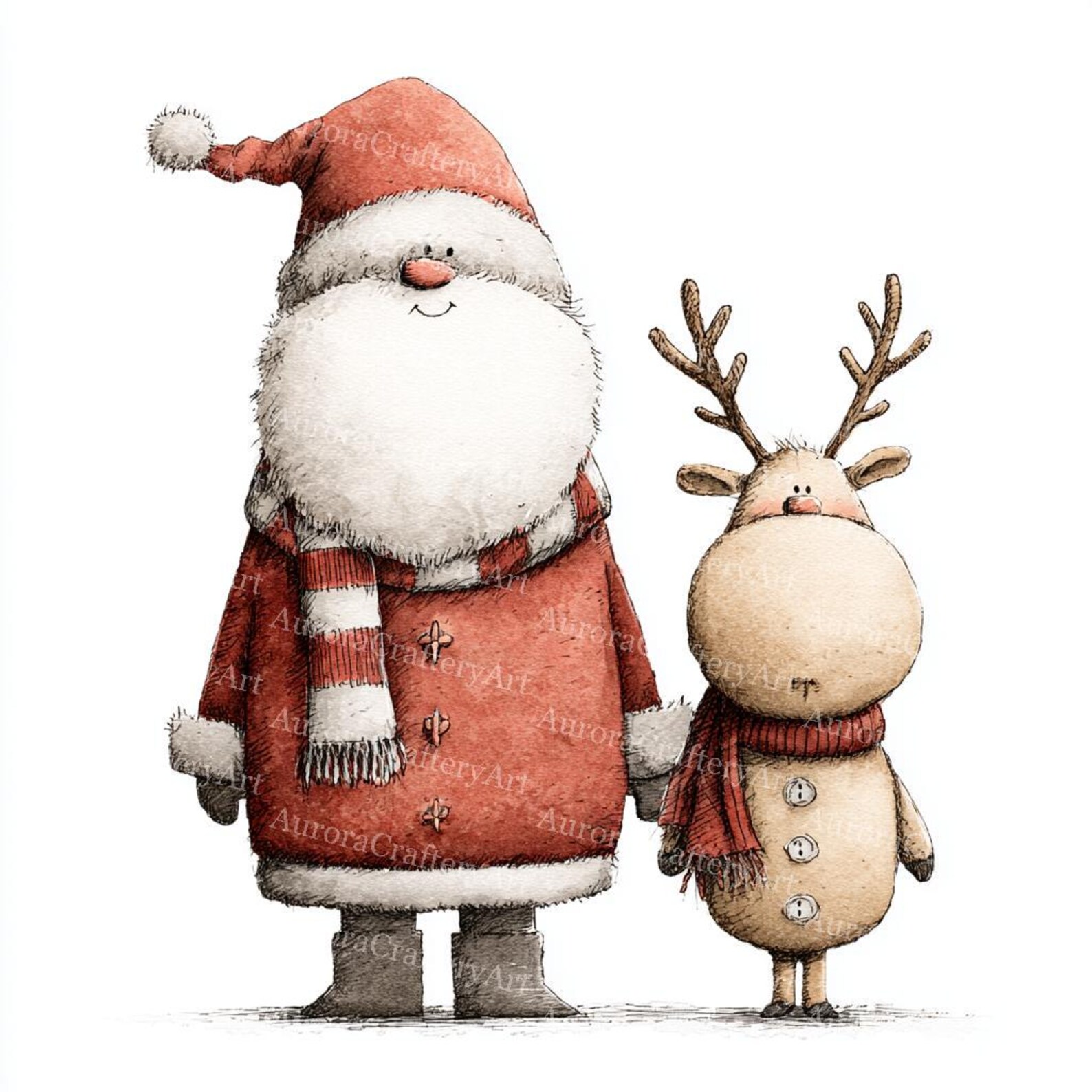 24 Santa and Reindeer Christmas Clipart, Planners Holiday Cards ...