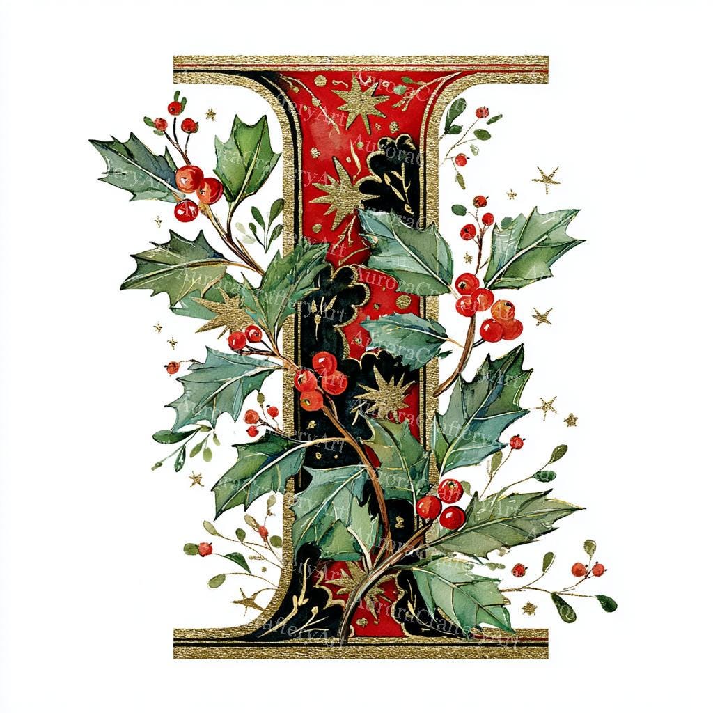 26 Christmas Alphabet Clipart, Festive Holiday Letters, Christmas Card ...