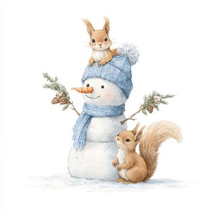14 Winter Friends Clipart, Snowman Squirrel, Cute Holiday for Crafts ...