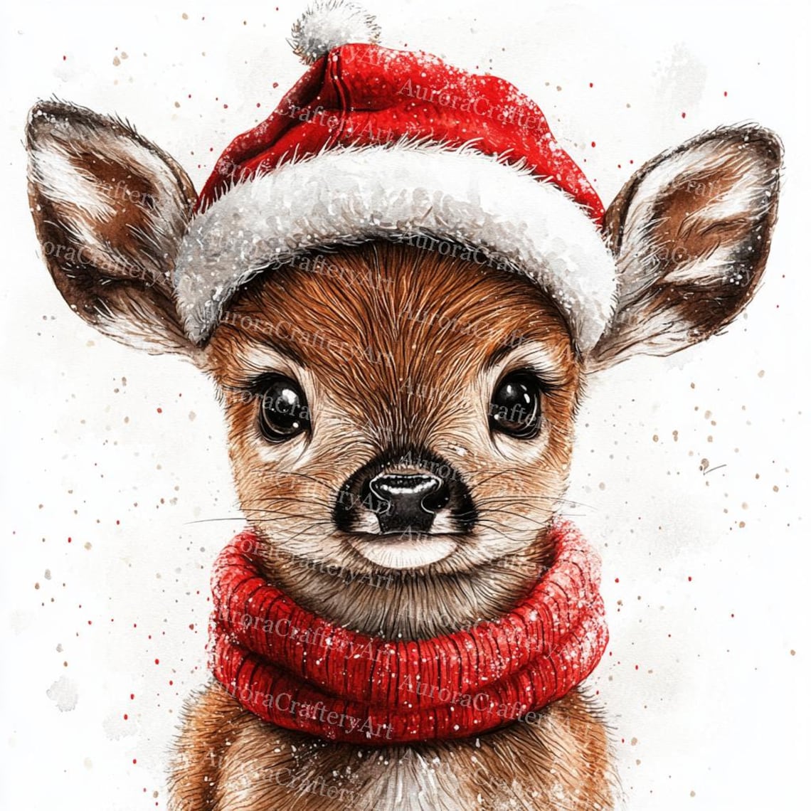 13 Cute Deer With Santa Hat Clipart, Baby Fawn, Cute Deer Nursery ...